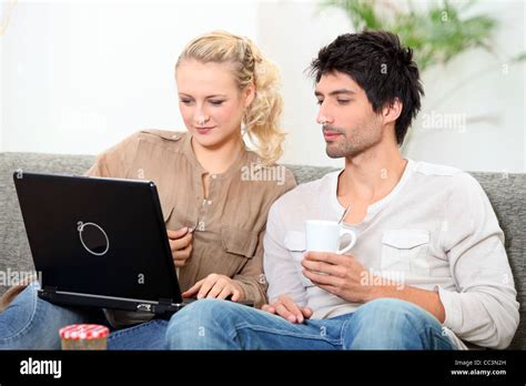 Couple On Laptop Stock Photo Alamy