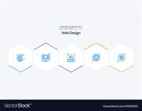 Web Design 25 Blue Icon Pack Including Settings Vector Image