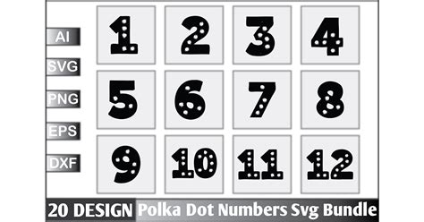 Polka Dot Numbers SVG Bundle Bundle Creative Fabrica
