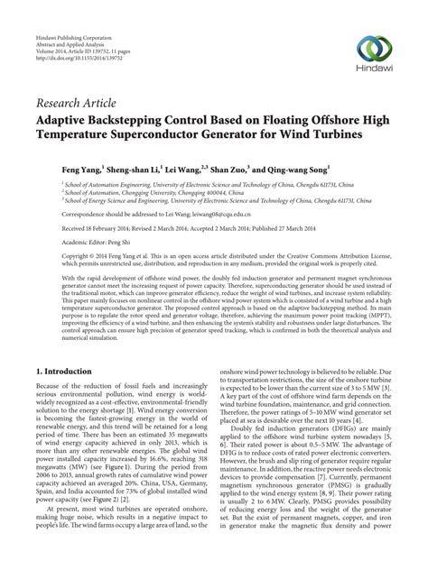 Pdf Adaptive Backstepping Control Based On Floating Offshore High Temperature Superconductor