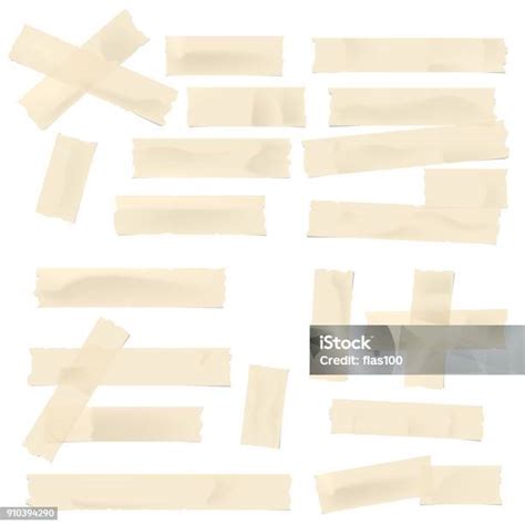 노란 다른 크기 접착제 스티커 마스킹 덕트 테이프 흰색 바탕에 텍스트에 대 한 종이 조각 0명에 대한 스톡 벡터 아트 및 기타 이미지 Istock