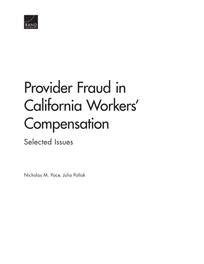 Provider Fraud In California Workers Compensation Selected Issues Rand