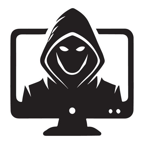 Smiling Evil Hacker Silhouette Peeking From A Computer Screen 55566393 Vector Art At Vecteezy