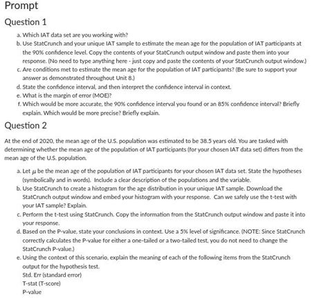 Solved Question 1 A Which Iat Data Set Are You Working
