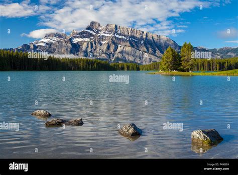 Mount Rundle And Two Jacks Lake In Banff National Park Alberta Canada