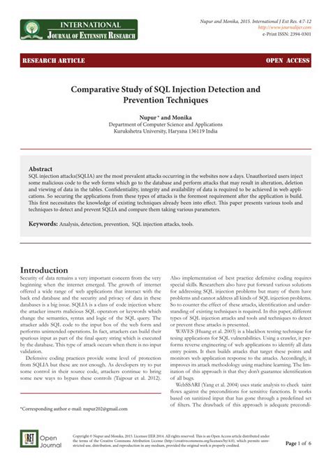 PDF Comparative Study Of Sql Injection Detection And Prevention Techniques DOKUMEN TIPS