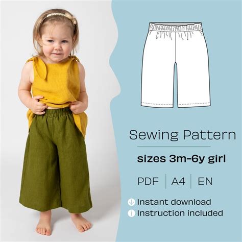 Girls Pants Pattern Etsy