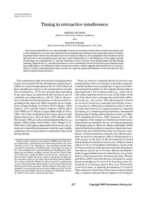 Pdf Timing In Retroactive Interference