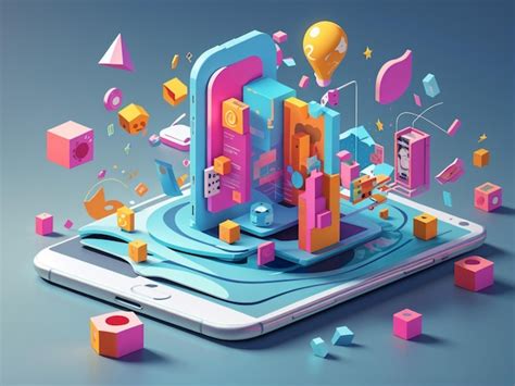 Premium Ai Image Immersive 3d Mobile Application Development Concept