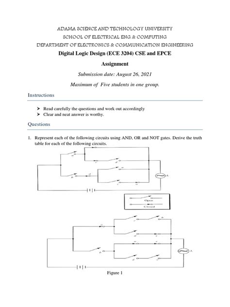 digital logic design assignment on representing circuits using gates