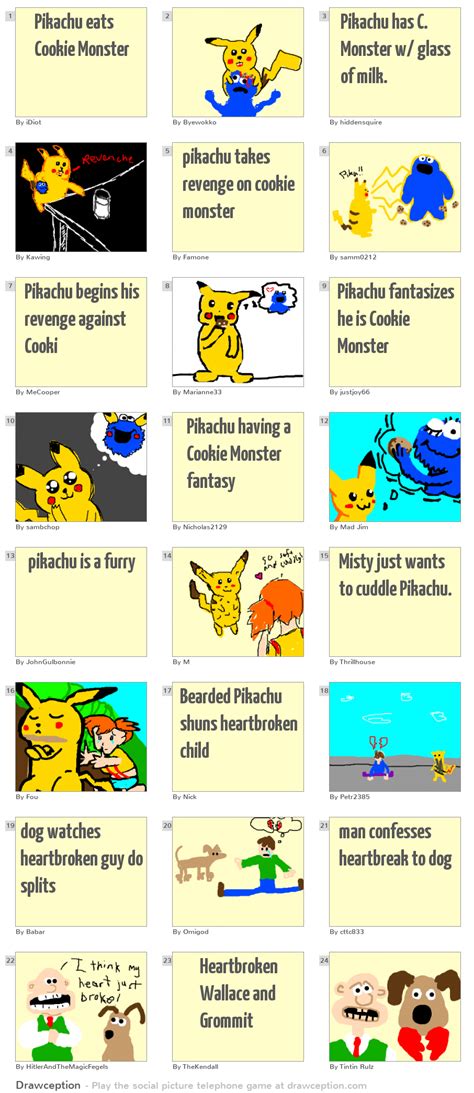 Pikachu Eats Cookie Monster Drawception