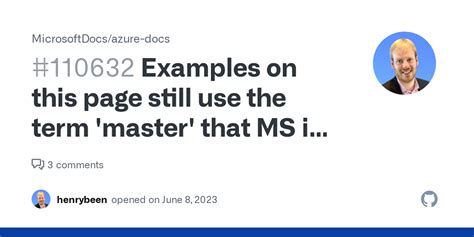 Examples On This Page Still Use The Term Master That Ms Is Trying To Move Away From · Issue