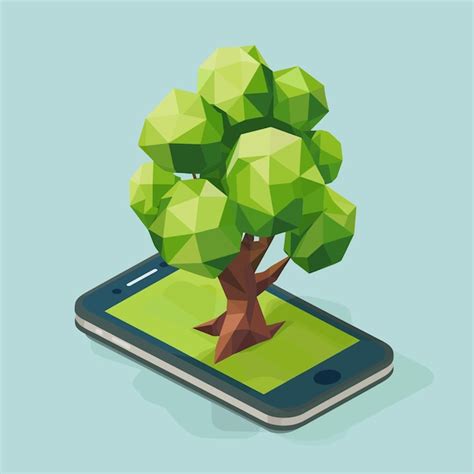 Premium Vector A Phone With A Tree On The Screen And A Tree On The Screen
