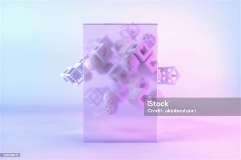 추상적인 3d 기하학적 모양 배경 텍스트 배치를 위한 빈 유리 프레임 0명에 대한 스톡 사진 및 기타 이미지 0명 3차원 형태 광고 Istock