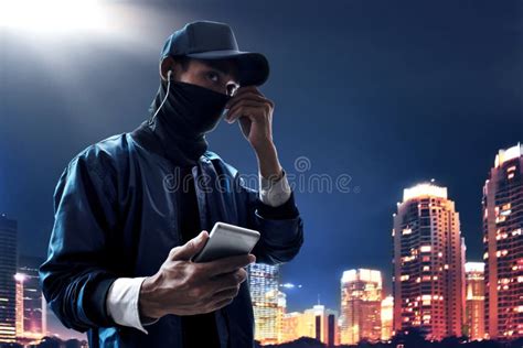 Hacker Using Mobile Phone Stock Photo Image Of Access