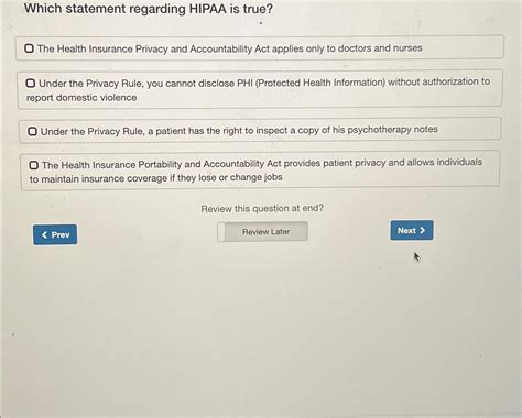 Solved Which Statement Regarding Hipaa Is Truethe Health