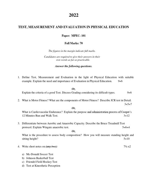 Mpec 101 Test And Mesurement Pdf Physical Fitness Physical Education