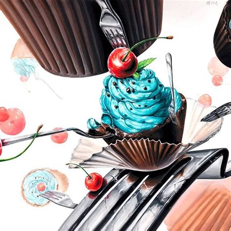 Instagram의 기호t 입시그림계정님 고2 학생작 미대입시 입시미술 개체표현 컵케이크” Tableware Plates