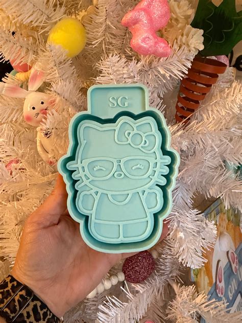 Kitty With Glasses Southern Glitter Molds Llc