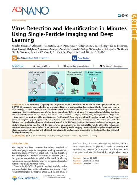 Pdf Virus Detection And Identification In Minutes Using Single Particle Imaging And Deep Learning