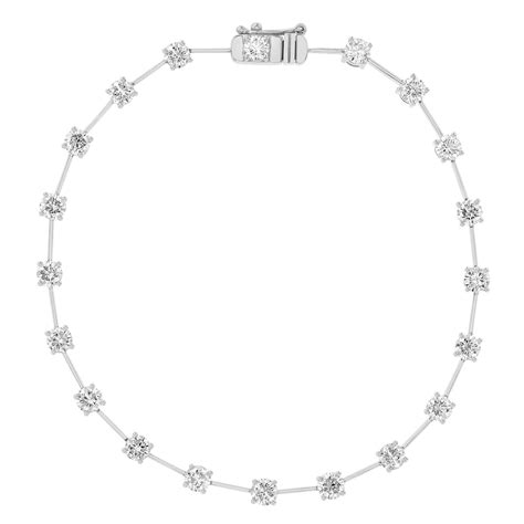 Round Diamond Station Wire Braclet In White Gold 7 Borsheims