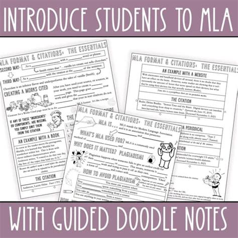 Mla Doodle Notes Mla Works Cited Practice Citation Activity Writing Unit Bundle