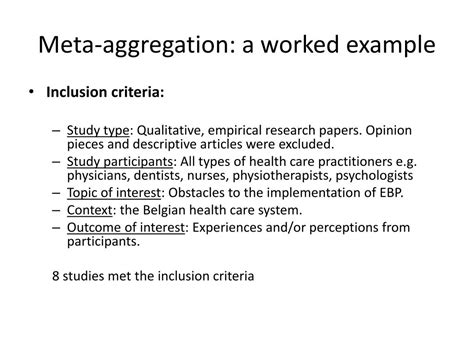 Ppt A Worked Example Of Meta Aggregation Integration Powerpoint Presentation Id 2281631
