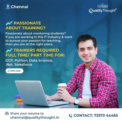 We Are Hiring Software Trainers At Our Chennai Location Quality Thought Is One Of Indias