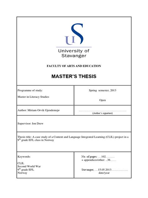 Clil Project In A Efl Class In Norway Download Free Pdf Curriculum English As A Second Or