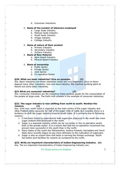 Important Questions For Class 10 Social Science Geography Chapter 6
