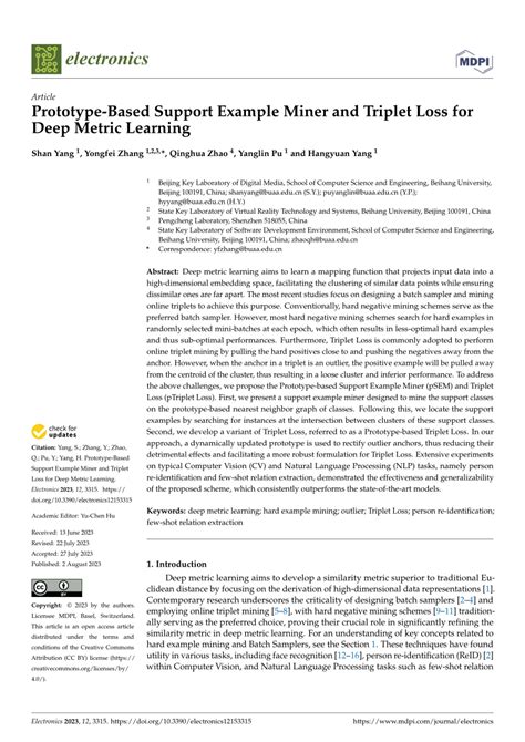 Pdf Prototype Based Support Example Miner And Triplet Loss For Deep
