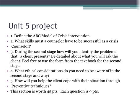 Ppt Unit 5 Abc Model Of Crisis Intervention Powerpoint Presentation