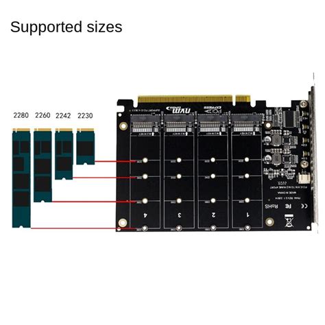 Ph44 Nvme 4 Disk Array การ์ด Pci E การ์ด Raid สัญญาณแยกการ์ด Nvme Raid
