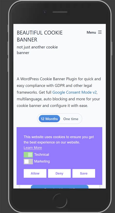 Beautiful Cookie Consent Banner Wordpress Plugin