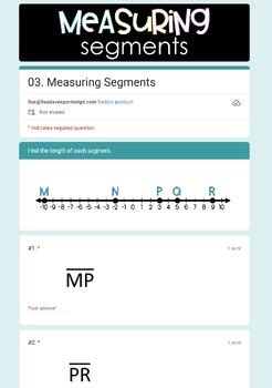 Measuring Segments Google Forms Digital Assignment By Lisa Davenport