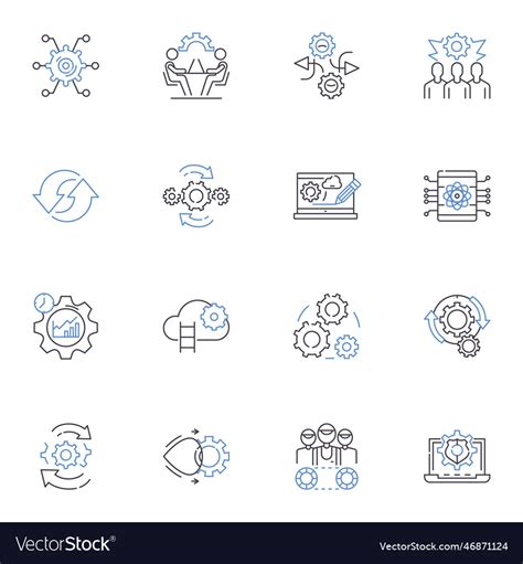 Placement Line Icons Collection Positioning Vector Image