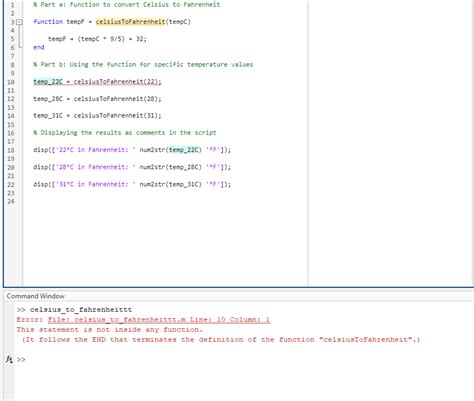 solved part a function to convert celsius to fahrenheit