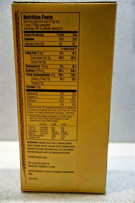 trader joe s organic shells and white cheddar macaroni and cheese