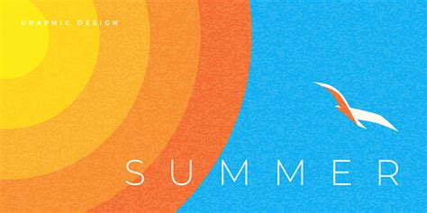 추상적인 미니멀 여름 가로 포스터 표지 배너 푸른 하늘에 밝은 태양이 있는 카드 현대적인 타이포그래피 여름 방학 여행 휴가 여행 삽화 프로모션 광고 디자인 템플릿 여름에