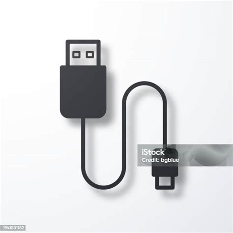 Usb 케이블 흰색 배경에 그림자가 있는 아이콘 3차원 형태에 대한 스톡 벡터 아트 및 기타 이미지 3차원 형태 Usb 메모리 Usb 케이블 Istock