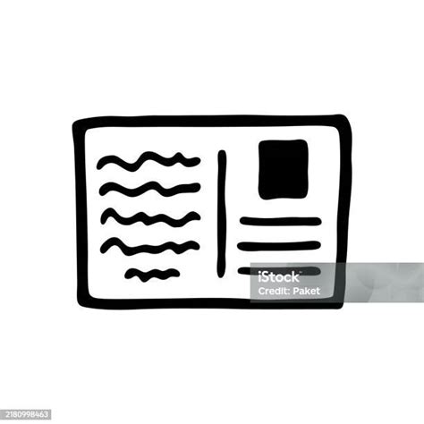 낙서 편지 엽서 아이콘 또는 로고 얇은 검은 선으로 그린 손 0명에 대한 스톡 벡터 아트 및 기타 이미지 0명 개념 기호 검은색 Istock