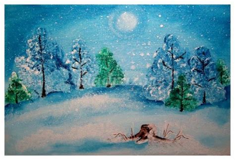 Зимний пейзаж Поэтапное рисование гуашью для детей от 5 лет Пейзажи Рисование Планы уроков