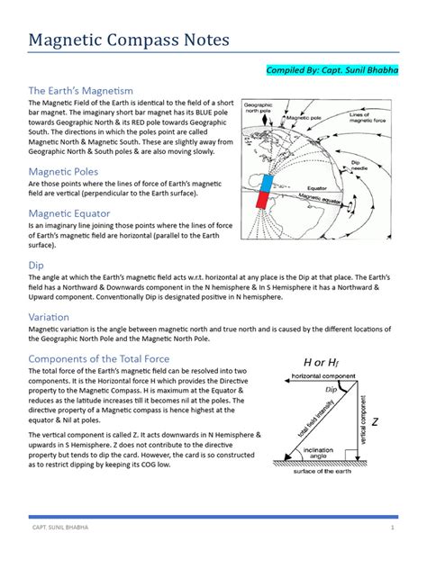 magnetic compass notes 1 pdf compass magnetism