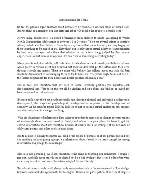 Sex Education For Teens Pdf Sex Education Adolescence