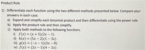 Solved Product Ruledifferentiate Each Function Using The Two
