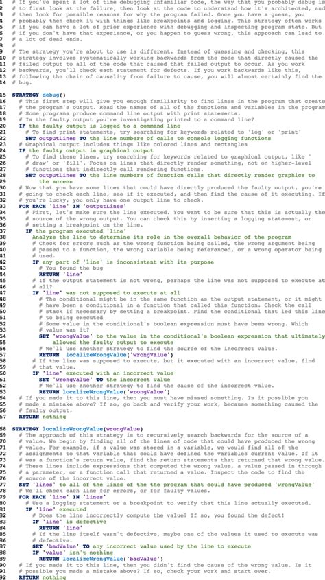 The Backwards Slicing Debugging Strategy Showing Extensive Comments