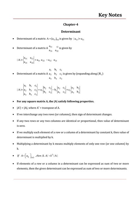 Solution 12 Maths Key Notes Ch 04 Determinant Studypool