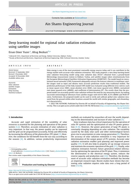 PDF Deep Learning Model For Regional Solar Radiation Estimation Using Satellite Images