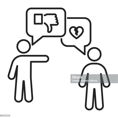 구두 왕따 검은 선 아이콘입니다 괴롭힘 사회적 학대 및 폭력 격리된 벡터 요소입니다 웹 페이지 모바일 앱 프로모션에 대한 개요 Pictogram 0명에 대한 스톡 벡터 아트