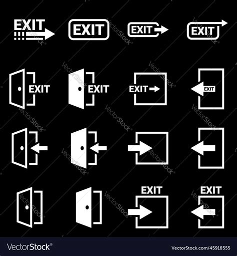 Icons For Theme Entrance Exit Door Icon Set Vector Image